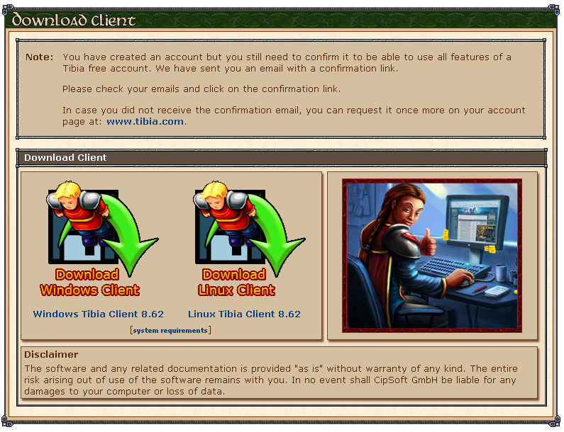 Zakładanie konta – Tibia Wiki